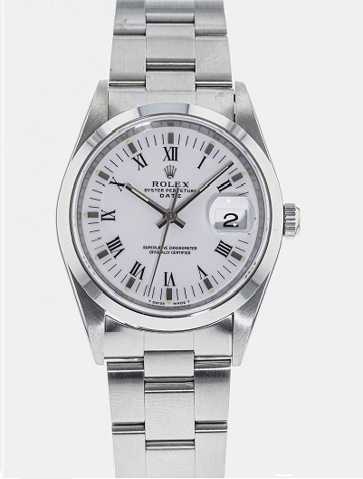 Rolex Date Mens Stainless Steel White Dial – Exclusive Timepieces